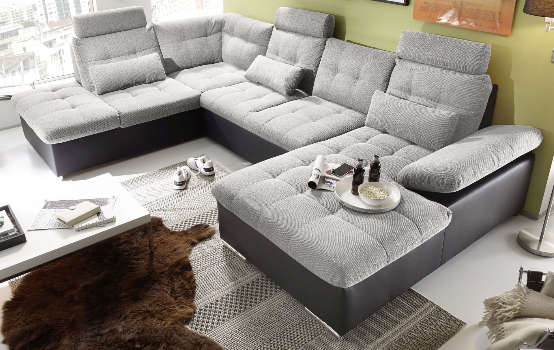 Wohnlandschaft mit Funktion JAKARTA | dark grey-lawa | 451469-4